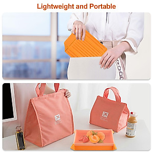 Silicone Collapsible Food Storage Containers, From 2D to 3D in 1 Sec, Reusable Dinner Plates for Camping, Hiking, Kitchen, Meal Prep, Snack, barbecue, with Lids (Orange)