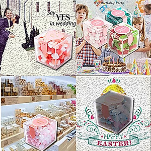 Acrylic Boxes with Lids,4 Pieces 3.4x3.4x3.4Inch Clear Plastic Square Cube Plexiglass Boxes for Display Small Acrylic Containers Jewelry Birthday Wedding Easter Party Decoration Lucite Box