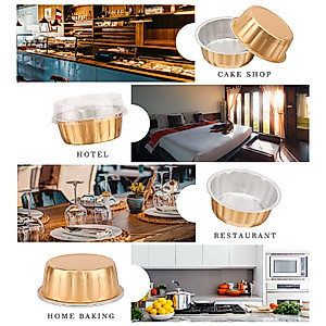 EUSOAR Disposable Foil Ramekins with Lids, 30 pack 8oz 235ml Aluminum Foil Muffin Liners Cupcake Baking Cups, Mini Pie Pans with Lids, Foil Baking Cups Containers for Creme Brulee or Cupcake