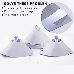 Paint Filter Strainer Cone Silicone Funnel Filter Tip, Paint Cone Paint Strainers Paper Cone Strainers Filter Cone Shaped Fine Nylon Mesh Funnel W/Hooks Disposable(200pcs, 1pcs Silicone Funnel Filter)