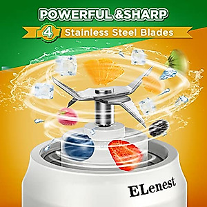 Convenient One-Touch Portable Blender with USB Rechargeable and Intelligent Lock Protection,13 oz Personal Blender for Shakes and Smoothies,Personal Size Blender for Kitchen,Travel and Sport