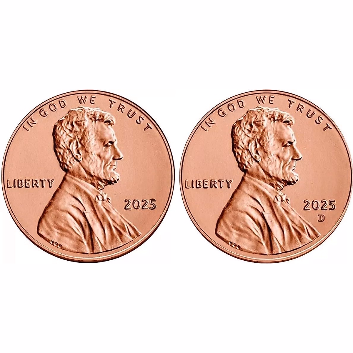 2025 Lincoln Shield Penny, P & D Mint Marks, Uncirculated 1 Cent Coins, Set of 2