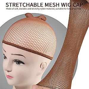 FANDAMEI Mesh Wig Caps Net, 4PCS Wig Caps Mesh Net Open End, Dark Brown Wig Cap for women, Nylon Mesh Wig Caps Net, Strength Wig Cap Dark Brown