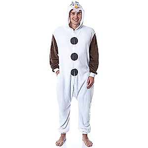 Disney Frozen Adult Olaf Kigurumi Costume Union Suit Pajama For Men Women (L/XL) White