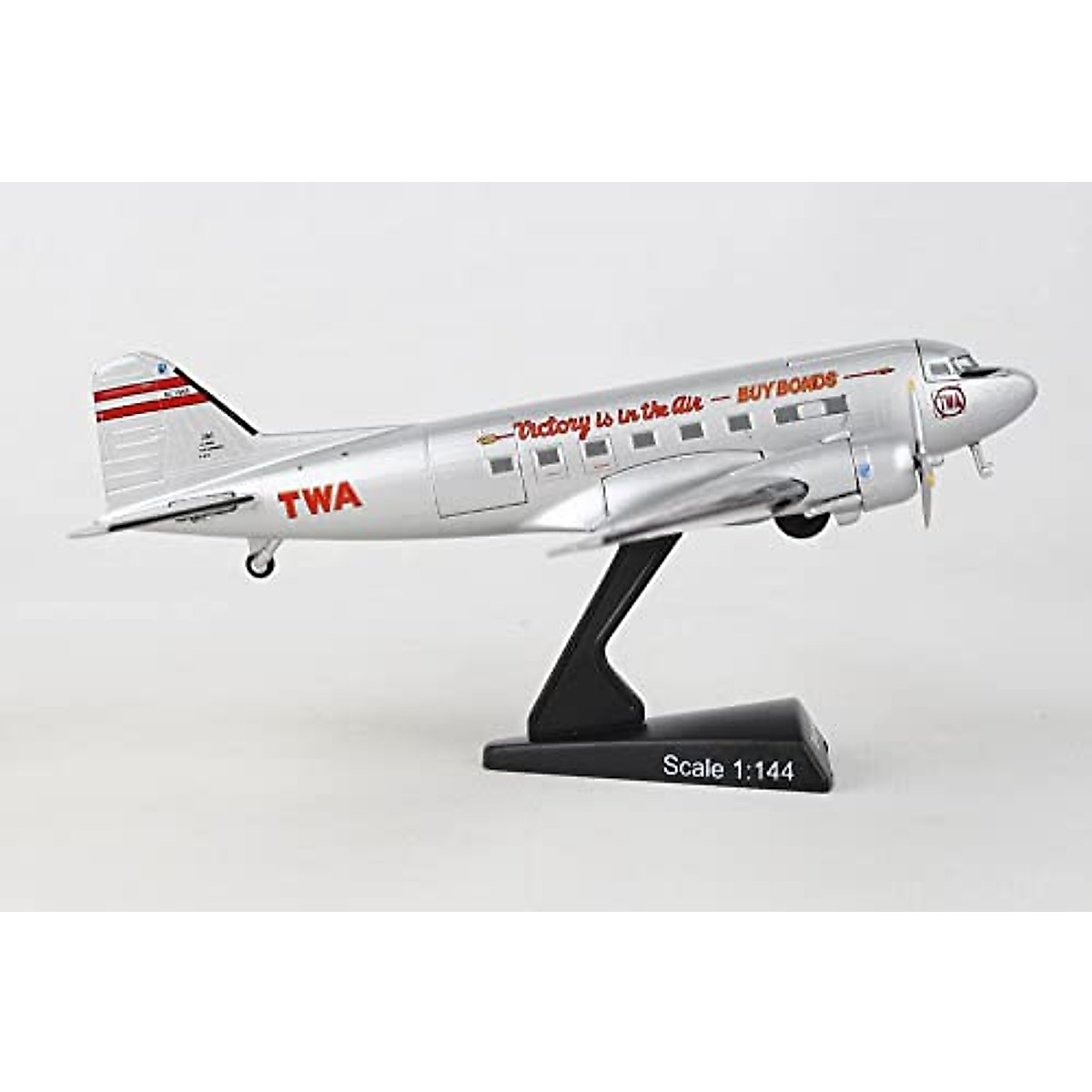 Daron Postage Stamp Douglas DC-3 TWA 1/144 Scale Silver