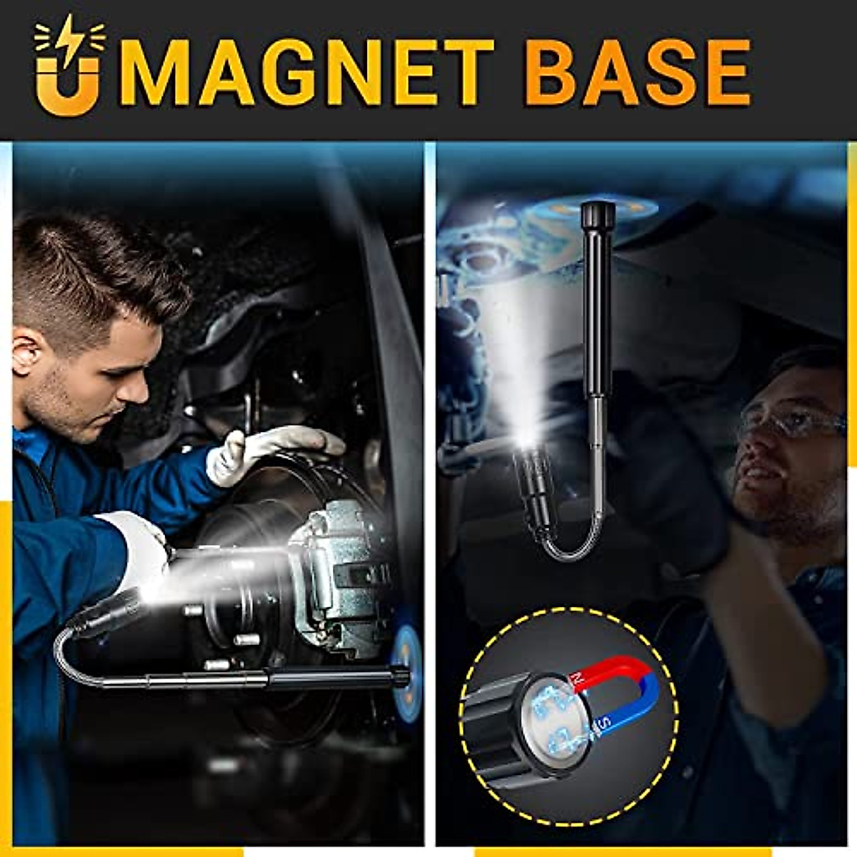 Fathers Day Gifts for Dad Men Husband from Daughter Son Wife, Magnetic Pickup Tool LED Telescoping Magnet Pick Up Flashlight Work Light Cool Gadgets Birthday for Him Who Have Everything Wants Nothing