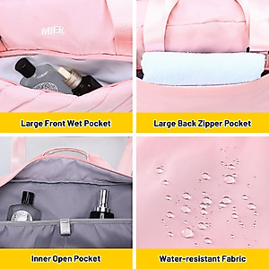 MIER Gym Bag for Women Cute Pink Travel Duffle Bags Quilted Shoulder Weekender Overnight Tote Bags with Shoes Compartment and Wet Pocket, 35L