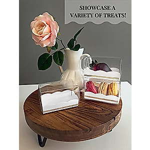 Macaron Boxes for Macaron Packaging- Pack of 20 Party Favor Boxes- 2"x2"x3" Wedding Favor Boxes w/Scallop Gold Foil Design-Macaroon Boxes Packaging-Clear Boxes for Favors-Clear Treat Boxes-Macaron Box