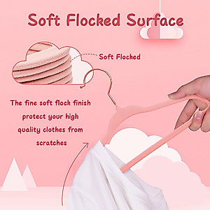 Stormix Baby Clothes Hangers 16 Pack, Kids Velvet Hangers Non-Slip, Clothes Hangers with Shoulder Notches for Toddler Children Pink (Gold Hook)