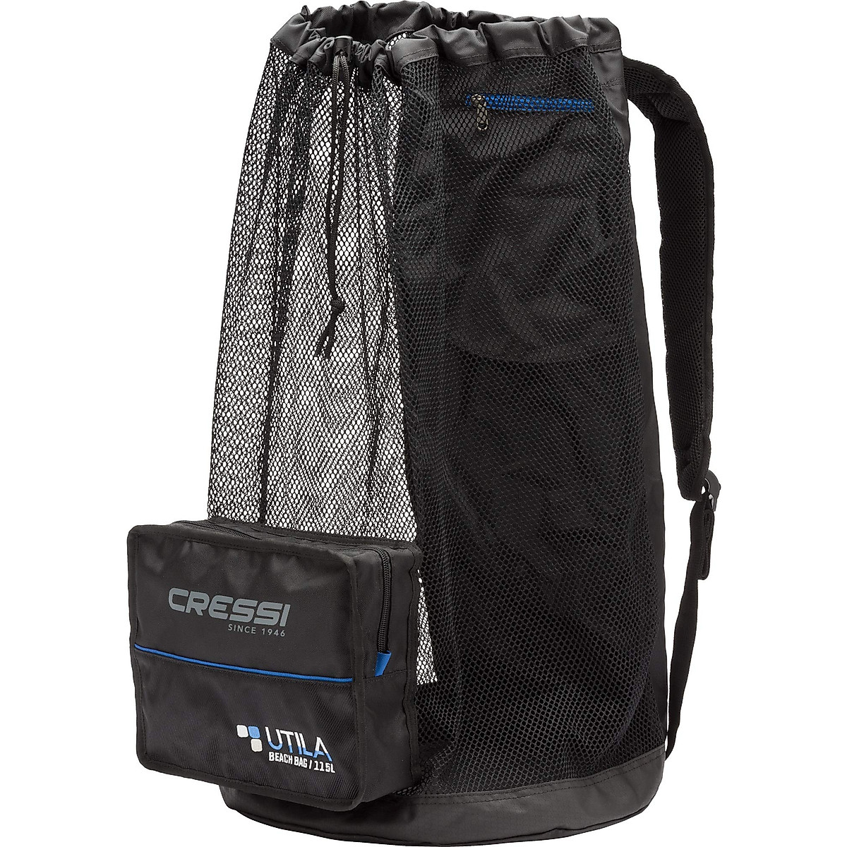 Cressi Heavy Duty Mesh Backpack 85 liters Capacity for Snorkeling, Water Sport Gear | Utila: designed in Italy, Black, One Size (UB937000)