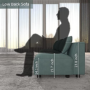 LLappuil Modern Modular Sectional Sofa Set, Low Back Minimalist Style Couch with Ottoman, Soft Fabric 10 Seater Oversized 153.5" U Shaped Sofa for Living Room, Aqua Blue