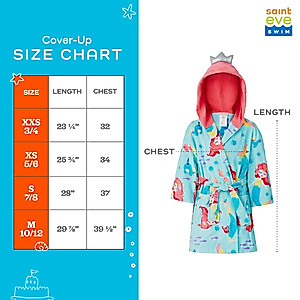 Saint Eve Kids Swim Coverup with Hood - Boys & Girls Soft Robe with Pockets and Waist Tie - Absorbent Terry Cloth - Green Turtle - Medium