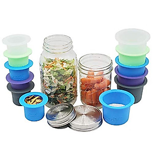Divider Cup by Mason Jar Lifestyle - For Salads, Dips, and Snacks. Plastic Free Bento Lunch Container(Frost, Wide Mouth)
