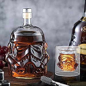 Whiskey Decanter Set With 2 Glasses, Transparent Creative Flask Carefe, Whiskey Carafe for Wine, Scotch, Bourbon, Vodka, Liquor - 750ml Birthday Gift for Men(Extra Large)