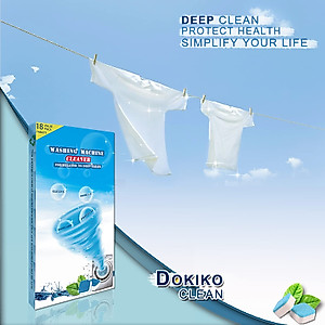 DOKIKO Washing Machine Cleaner tablets 18 Pack- Deep Clean Tablets for HE Front Loader & Top Load Washer, Eco-Friendly Septic Safe Deodorizer to Clean Inside Drum & Tub Seal.