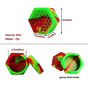 SZBS Silicone Wax Container 3Pcs 26ml Hexagon Jar and 1pc Non Stick Multipurpose Honey Pot for Kitchen Storage