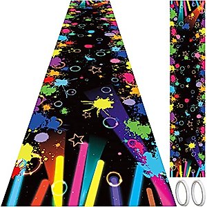 Neon Carpet Runner Neon Party Decorations Glow in The Dark Carpet Runner 80s Carpet Rug Neon Aisle Runner Light up Dance Floor Fluorescent Neon Birthday Wedding Christmas Party Supplies Favors,10 ft