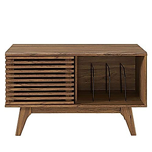 Modway Render Mid-Century Modern 37" Vinyl Record Display Stand in Walnut, 37 Inch