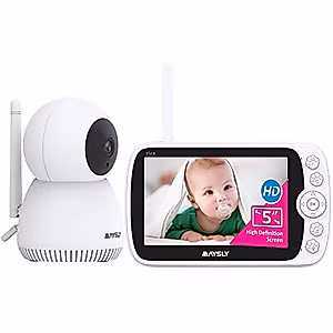 Maysly Video Baby Monitor with Camera and Audio,1080P 5" LCD Screen with Night Vision,Two Way Audio,Temperature Detection,1000ft Range Support Micro SD Card Storage