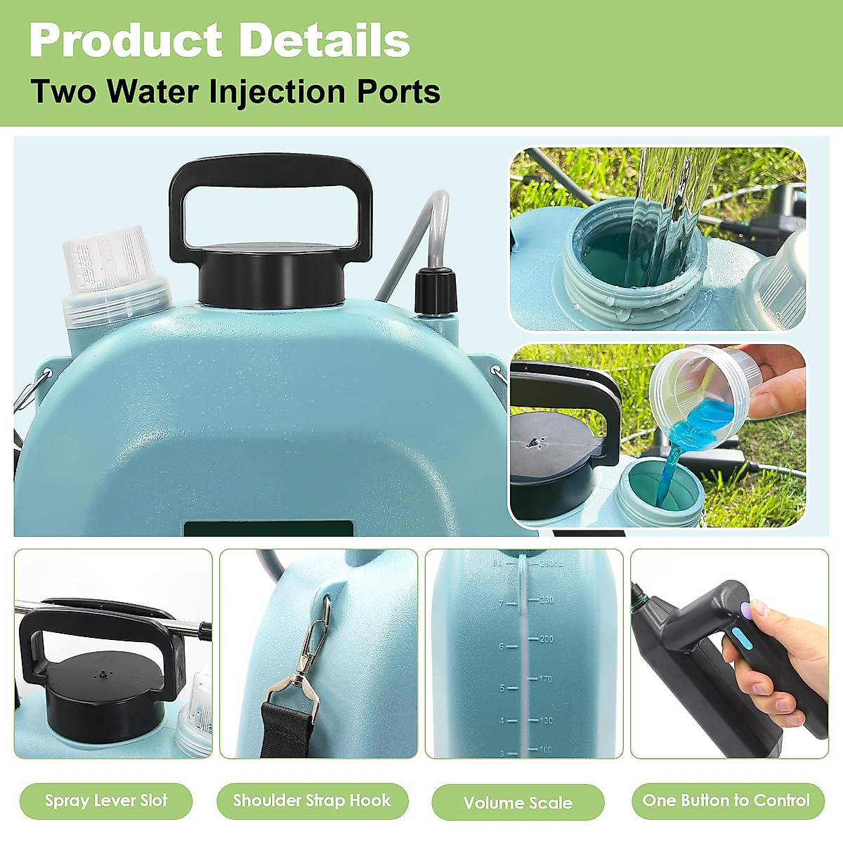 Battery Powered Sprayer 2 Gallon, Upgrade Powerful Electric Sprayer with 3 Mist Nozzles, Rechargeable Handle, Retractable Wand, Garden Sprayer with Adjustable Shoulder Strap for Lawn,Garden,Cleaning