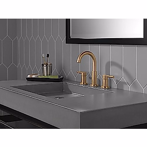 Delta Faucet Nicoli Widespread Bathroom Faucet 3 Hole, Gold Bathroom Sink Faucet, Drain Assembly, Champagne Bronze 35749LF-CZ