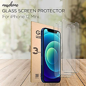 MASETECH iPhone 12 Mini Screen Protector - (5.4 Inch) Tempered Glass Screen Compatible with Apple (3 PACK)