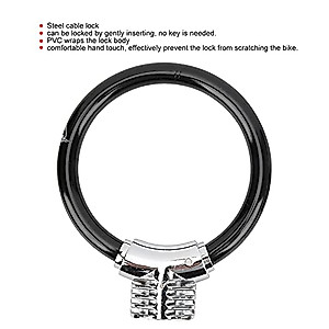 Steel Cable Lock, Bike Equipment Zinc Alloy and PVC Anti‑Theft with 2 Keys for Mountain Bike for Road Bike