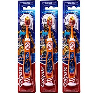 Colgate Space Jam Kids Toothbrush, with Suction Cup, 5+ Years, Extra Soft (Colors Vary) - Pack of 3
