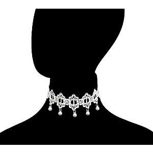TISDA 10pcs Fashion Elegant White Lace Choker Necklace for Women Simple Fashion Jewelry (10pcs)