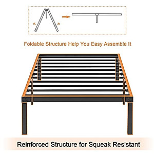 VECELO 14" Twin Metal Platform Bed Frame,Heavy Duty Steel Slat/Easy Assembly Mattress Foundation/No Box Spring Needed