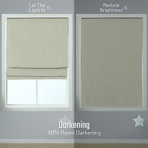 Everyday Celebration Roman Shades for Windows, Room Darkening Shades, Cordless Pull Down Window Shades, Shades for Indoor Windows, Modern Cotton Blinds & Shades, (French Vanilla) 23" W X 64" H