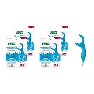 GUM - 888JC Advanced Care Flossers, Fresh Mint, Vitamin E & Fluoride, 150 Count (Pack of 4)