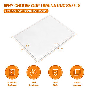 Lamtetur Thermal Laminating Pouches 9" x 11.5" Inches,3-Mil 100/200Pack,Laminator Sheets,Letter Size ,Clear (3MIL-200sheets)