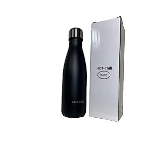 HOT-Chill Sports Water Bottle 12 oz Leak-Proof No Sweating BPA Free Reusable Vacuum Insulated Stainless Steel Water Bottles Double walled Coffee Thermos for women and Men Workout buddy. (Black)