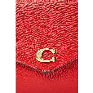 COACH Cross Grain Leather Wyn Wristlet Sport Red One Size