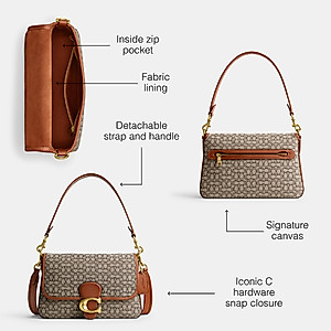 COACH Mini Signature Jacquard Soft Tabby Shoulder Bag, Cocoa Burnished Amber