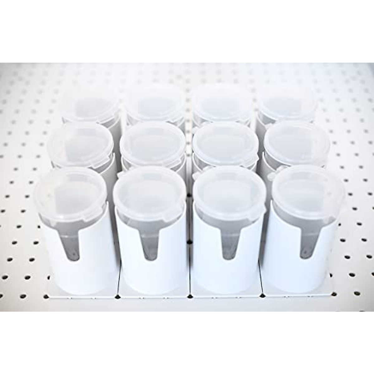 SmartJars® Pegboard Organizer Accessories Storage Jars, Pegboard Jars for Garage Organization, Craft Room, or Pantry, Pegboard Bins with Lids, Pegboard Wall Organizer, Organizer Pack of 12 (White)