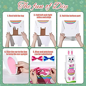 Gersoniel 7 Pieces Easter Box Decoration Bunny Nesting Boxes with Bunny Ears and Bows Easter Egg Decorative Boxes Stackable Easter Present Boxes Easter Nesting Boxes for Easter Party Supplies