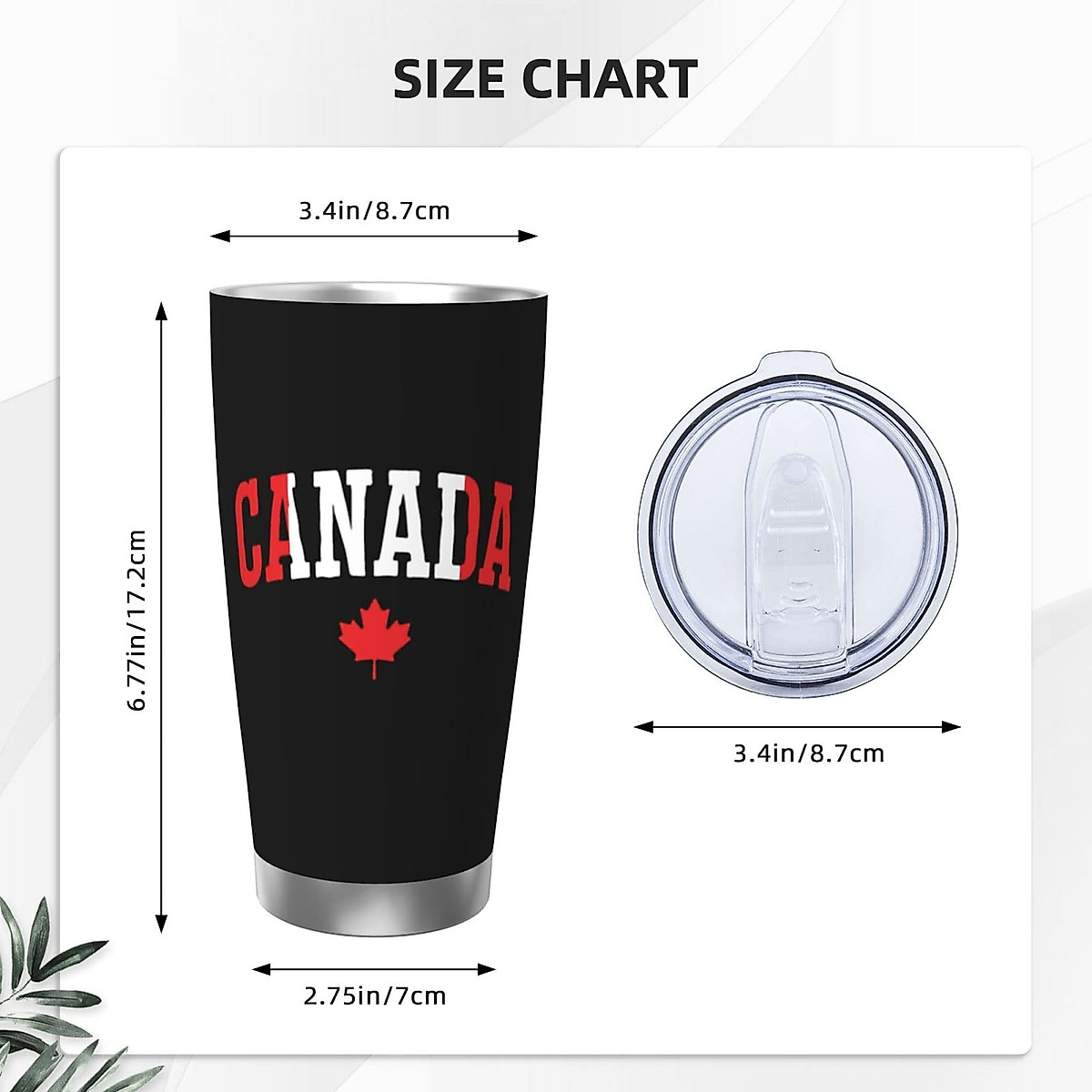 Biaomn Canada Stainless Steel Tumbler Vacuum Insulated Travel Tumbler With Lid Coffee Mug Car Cup For Home Office Outdoor 20oz