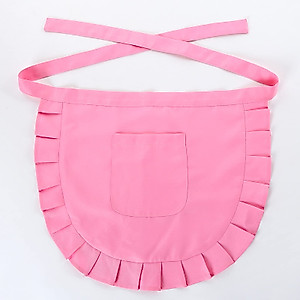 SUN2ROSE Girls Cosplay Waist Apron Tight Costume, Cotton Half Apron Kitchen Party Favors Also Fits for Kids Apron Cosplay (pink)