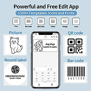 Label Makers - B1 Thermal Label Printer, 2 Inch Portable Bluetooth Label Maker with Tape Easy to Use for Office, Home, Barcode, Business, Clothing, Address, Mailing, Compatible with iOS & Android