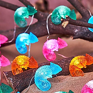 BELNIAK Tropical Theme Chameleon String Lights Outdoor Indoor 20LEDs 8ft Battery Operated Cute Decorative Lights for Bedroom Garden Yard Birthday Xmas Cake Decoration