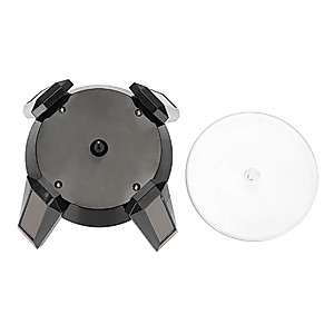 Jadpes Rotating Jewelry Display Stand, Solar 360 Degrees Rotating Turntable Display Stand with 4 LED Light Display Turntable for Display Jewelry Watch Collectibles Shop Display(#1)