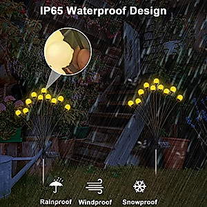 Solar Garden Lights,2 Pack 10LED Solar Powered Firefly Lights,Vibrant Solar Outdoor Lights,Starburst Swaying Lights,Waterproof Firefly Solar Garden Decorative Lights Yard Patio Pathway Decoration