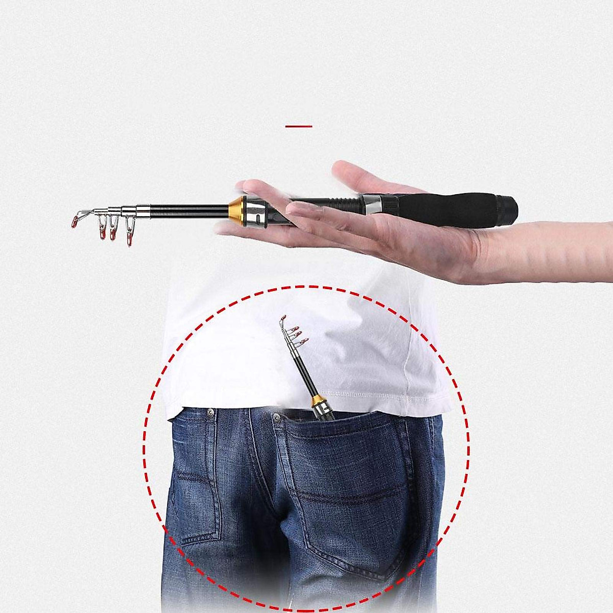 Ultrashort Fishing Rod, Telescopic Spincast Rod, Ice Fishing Pole, Travel Pocket Rod for Ice Fly Fishing Sea Saltwater Freshwater(1.5M)