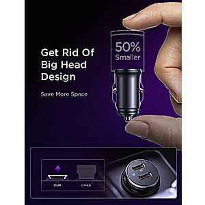 2 Pack USB C Car Charger, 30W+30W Dual Port USB C Car Charger Fast Charging [All Metal & Mini] USB Cigarette Lighter Adapter for iPhone 14/14 Pro/Samsung S23 S22/iPad/Google Pixel