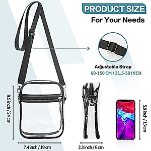 HAOGUAGUA Clear Crossbody Purse Bag, Stadium Approved with Front Pocket for Concerts, Festivals Sports (Black)