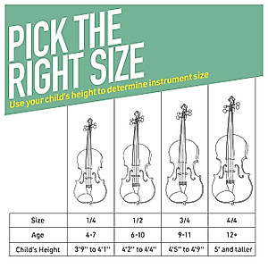 Mendini by Cecilio Violin 4/4 Full Set for Beginners - Fiddle MV 300 Satin Antique Finish