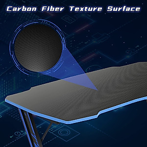 Gaming Desk 39.4 inch Z-Shaped Computer Desk PC Computer Table Home Office Desk Ergonomic Gamer Workstation with Headphone Hook, Blue