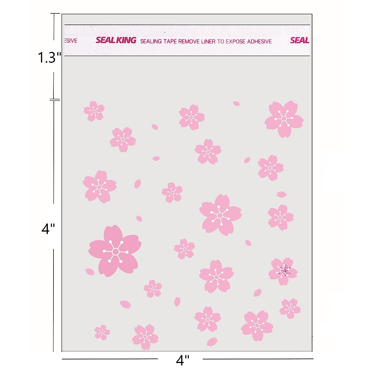 200 Pcs 4" x 4" Clear Bags OPP Plastic Party Bag for Bakery, Candy, Soap, Cookie (Sakura Pink, 4x4)